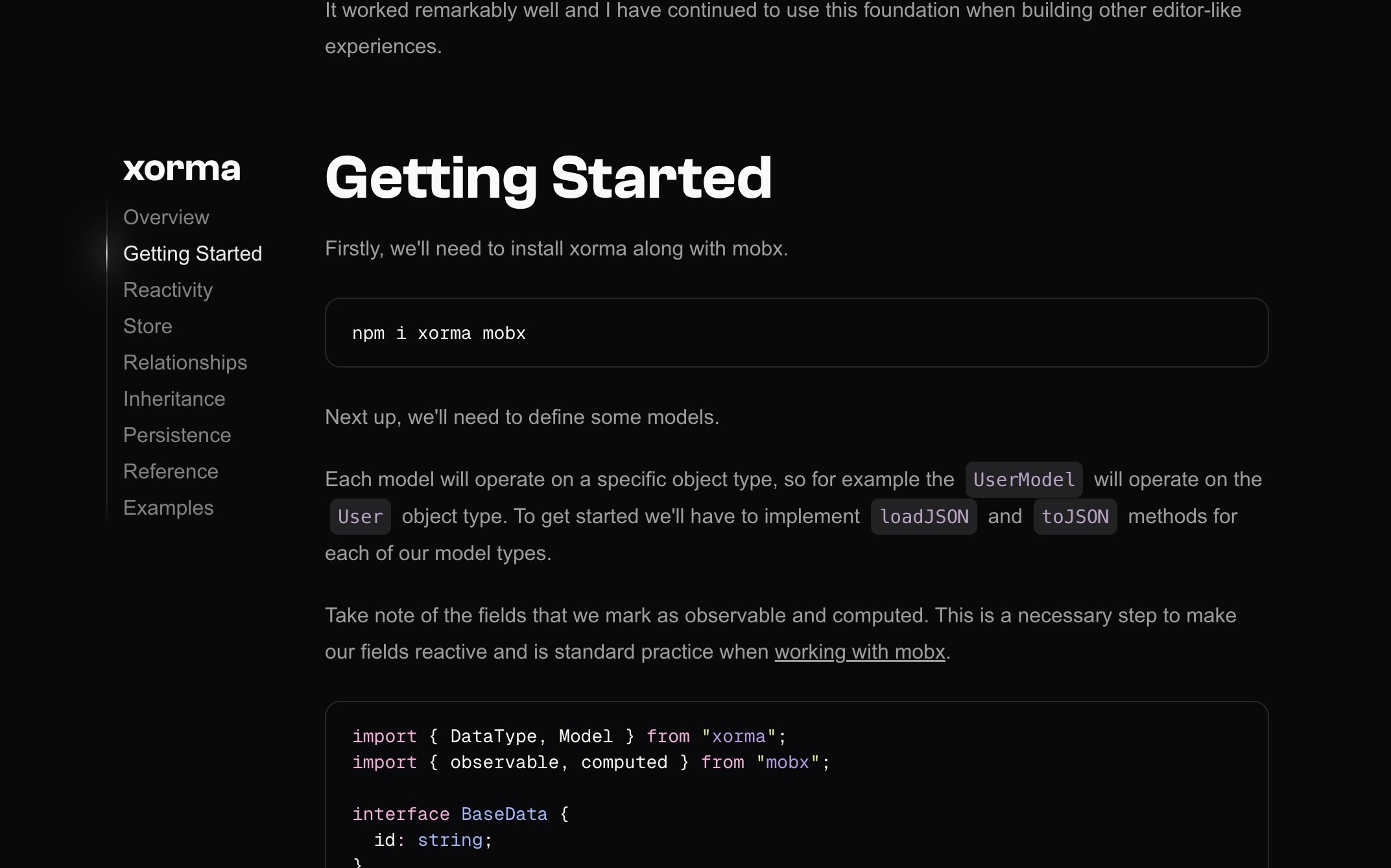 Xorma - a synchronous, reactive, in-memory database powered by mobx.